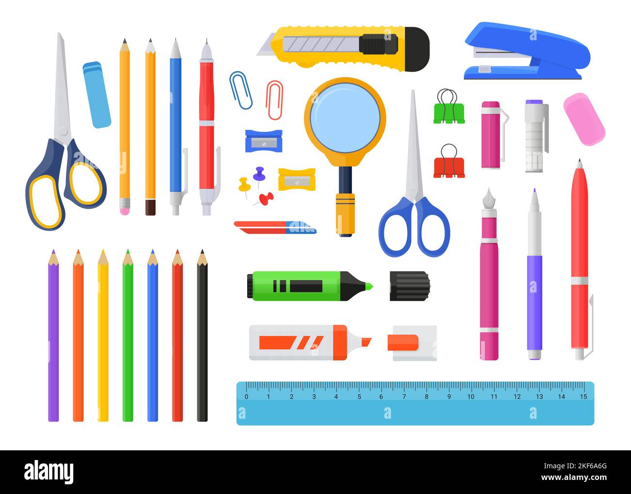Office stationary objects Stock Vector Images - Alamy