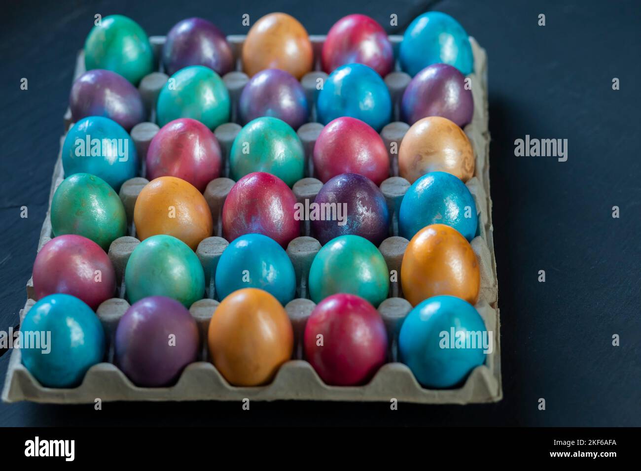 Easter background with hand painted purple, blue, green, orange Stock ...