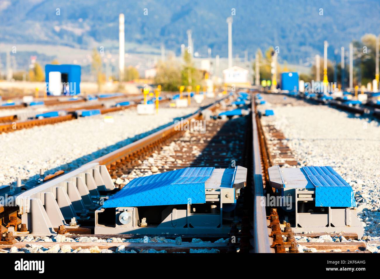 Railway tracks in station Zilina, Slovakia Stock Photo - Alamy