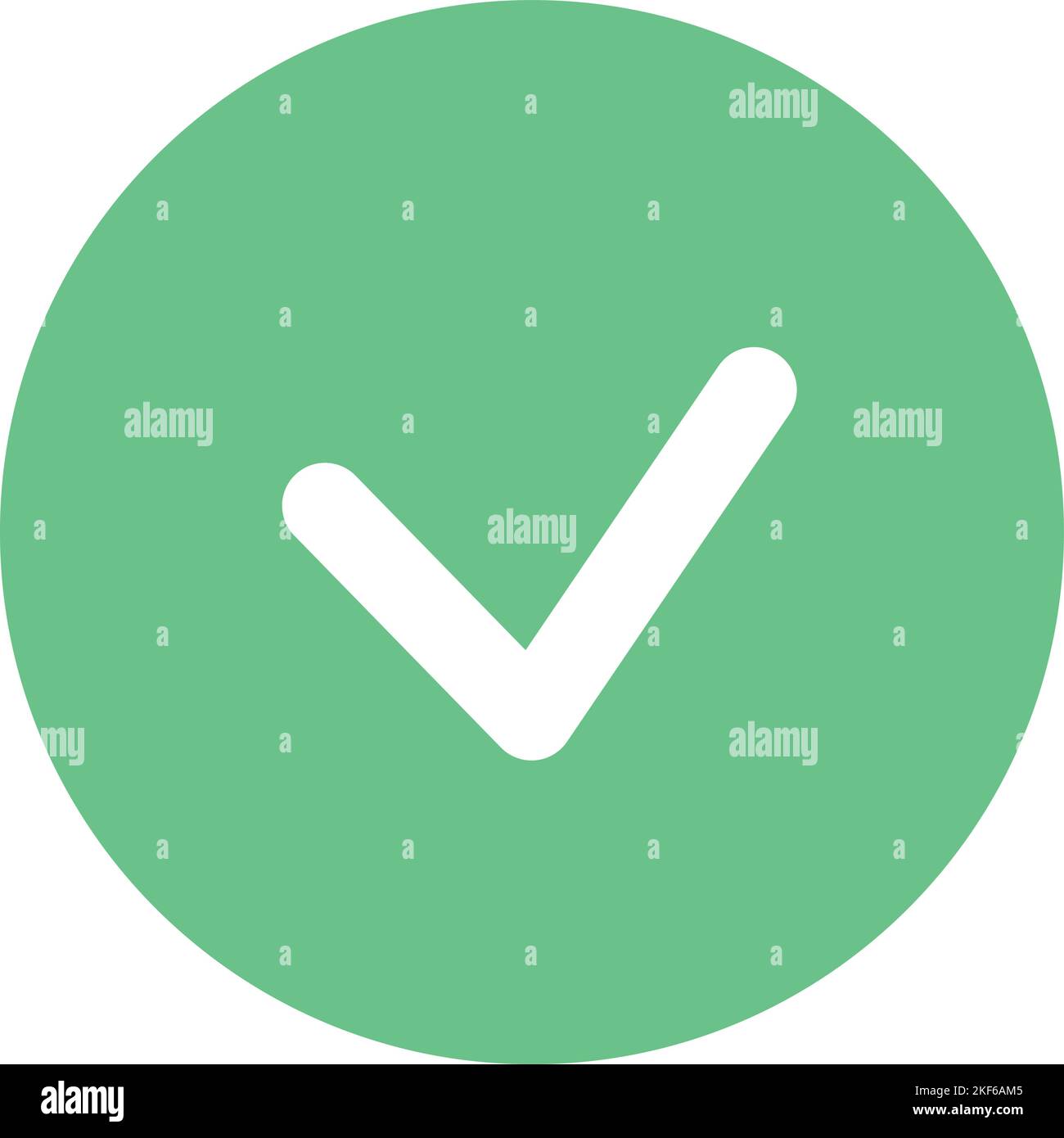 Green round icon with checkmark. Right choice symbol isolated on white ...