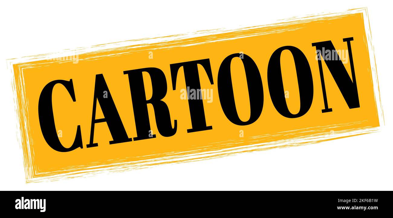 CARTOON text written on orange-black rectangle stamp sign Stock Photo ...