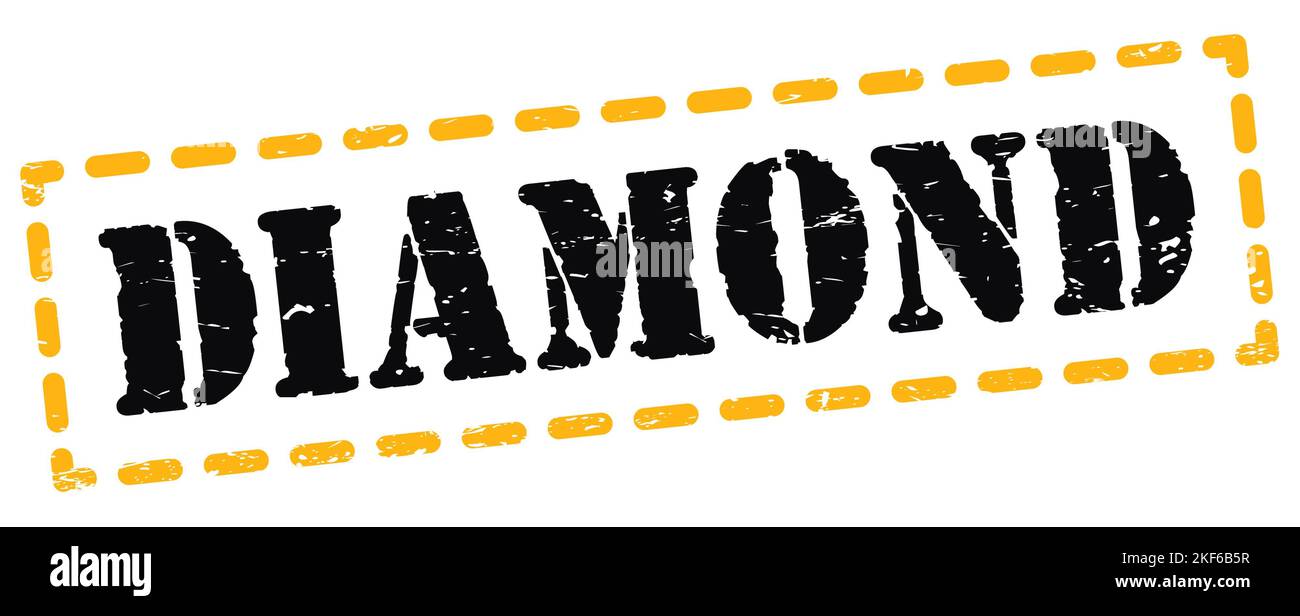 DIAMOND text written on yellow-black dash stamp sign Stock Photo - Alamy