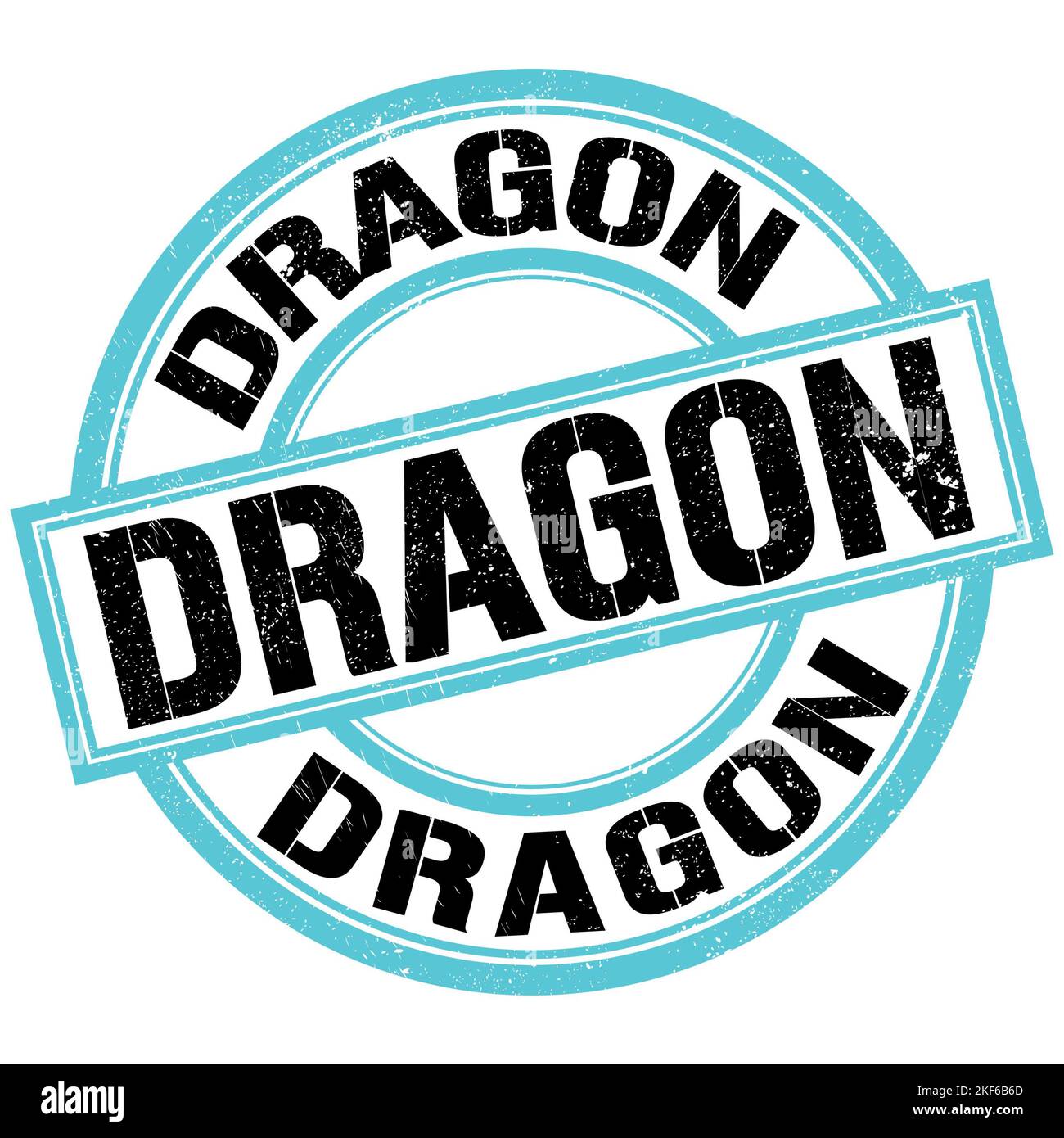 DRAGON text written on blue-black round stamp sign Stock Photo - Alamy