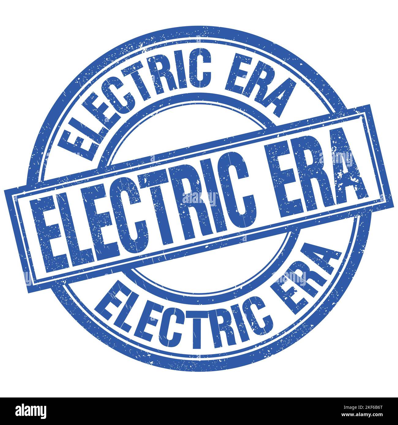 ELECTRIC ERA text written word on blue round stamp sign Stock Photo - Alamy
