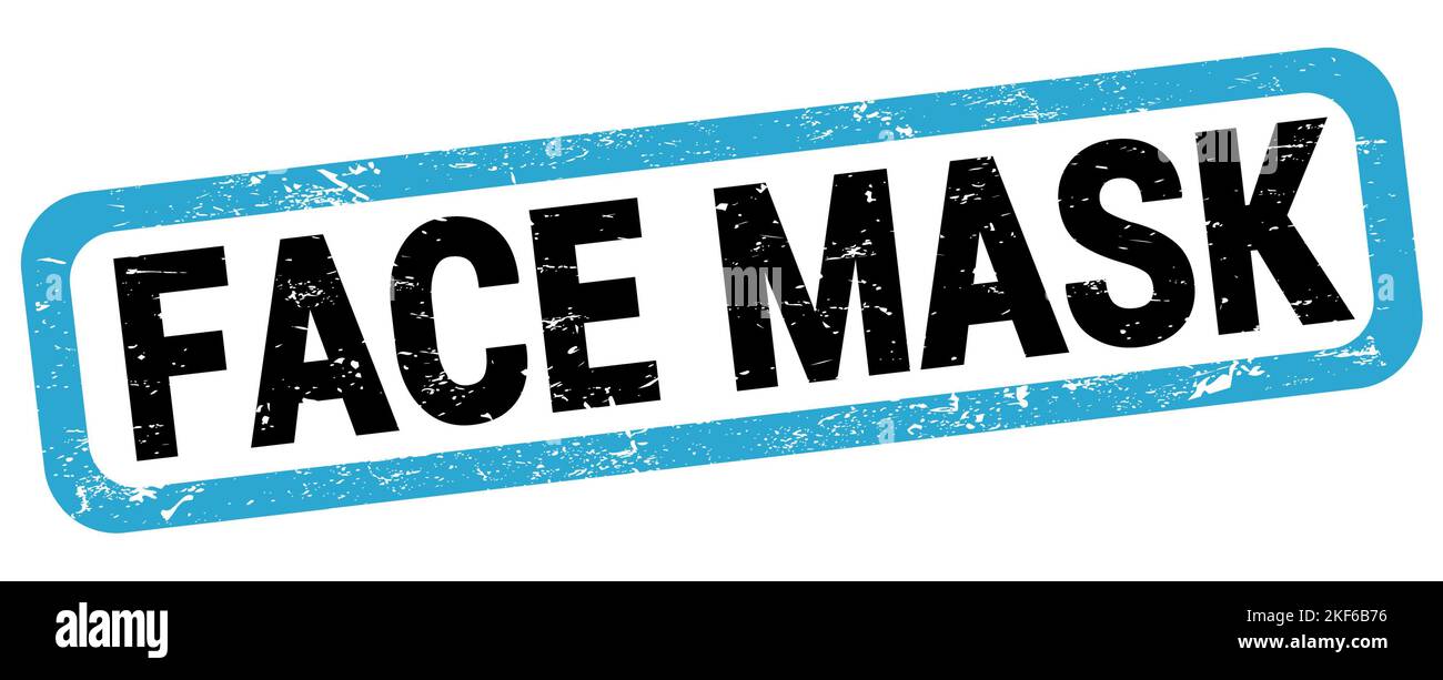 FACE MASK text written on blue-black rectangle stamp sign Stock Photo ...