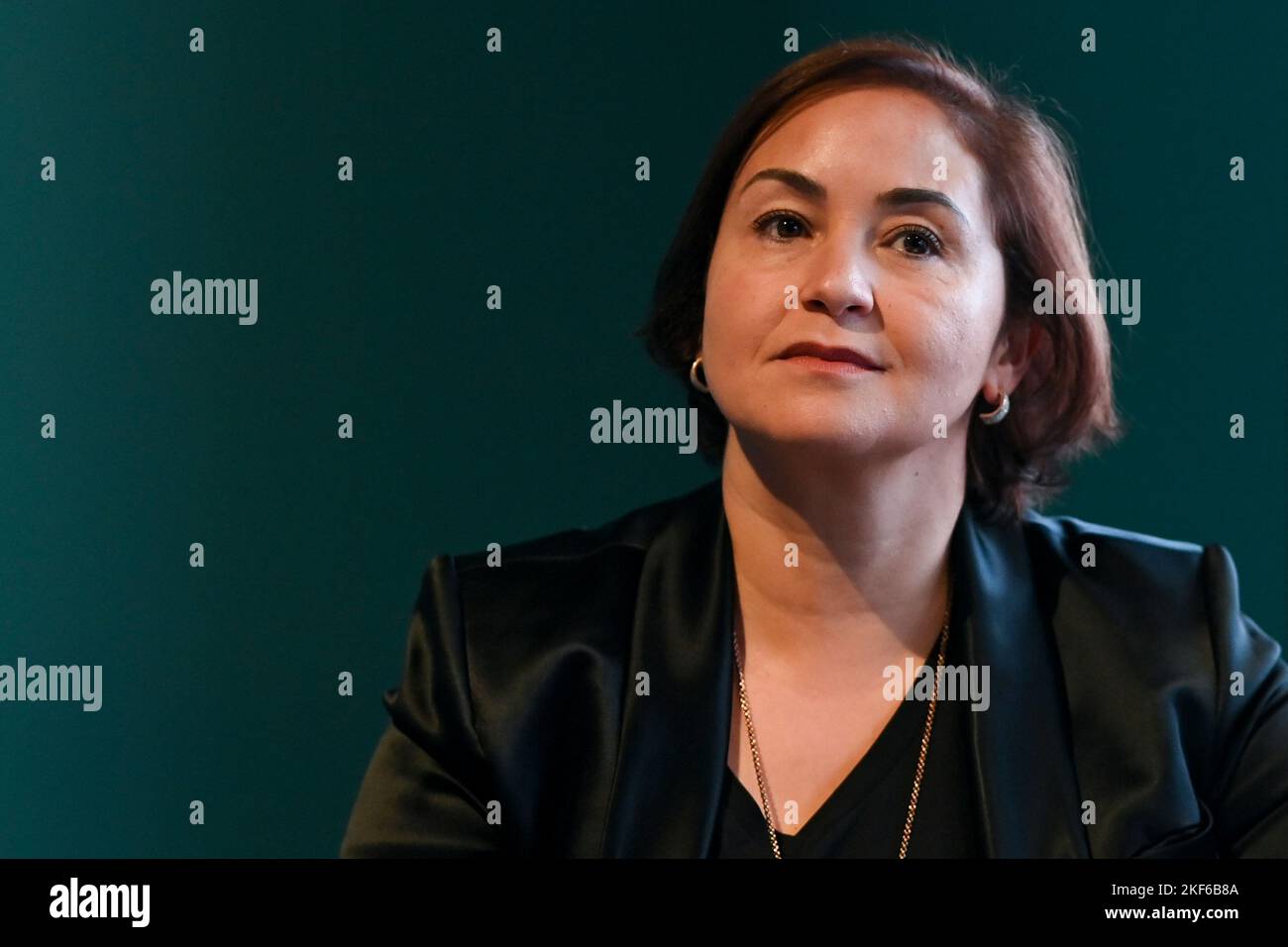 Antwerp alderwoman Nabila Ait Daoud pictured during a press conference ...