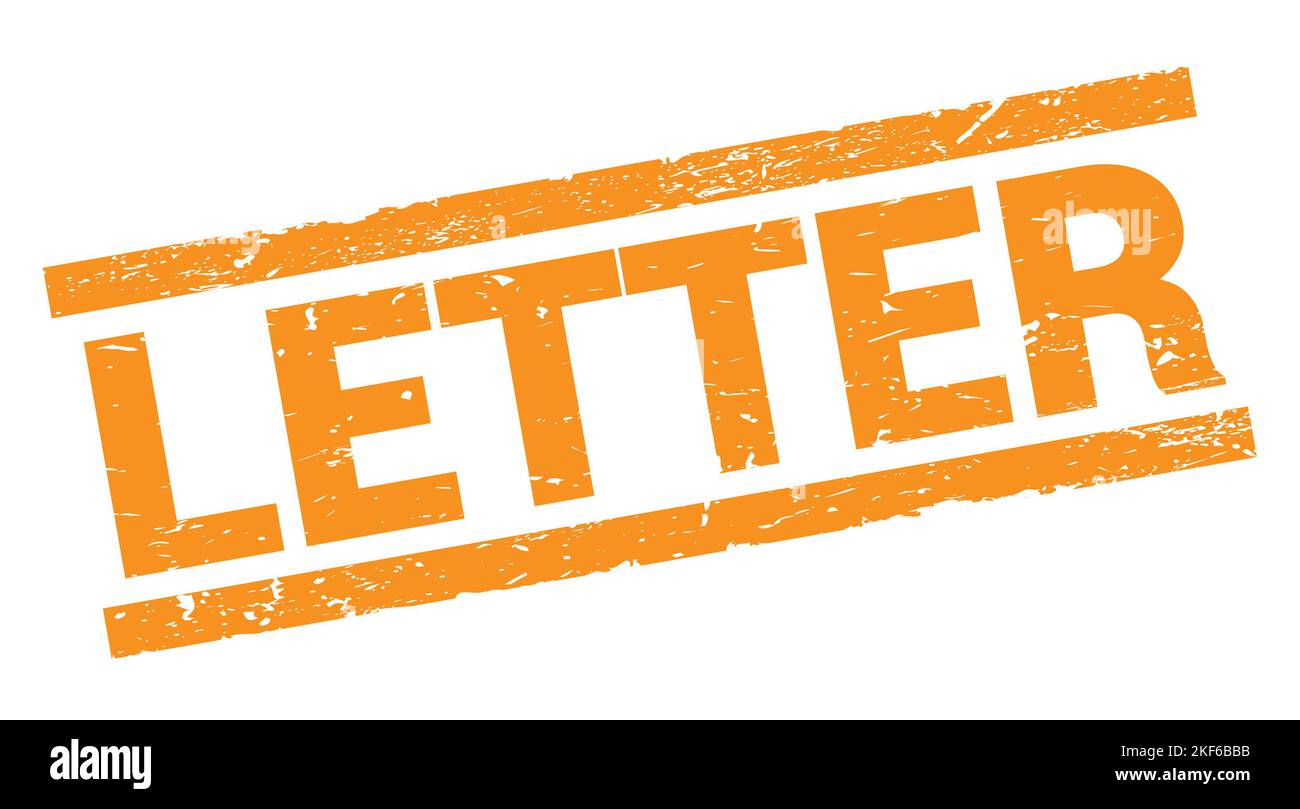 LETTER text written on orange rectangle stamp sign Stock Photo - Alamy