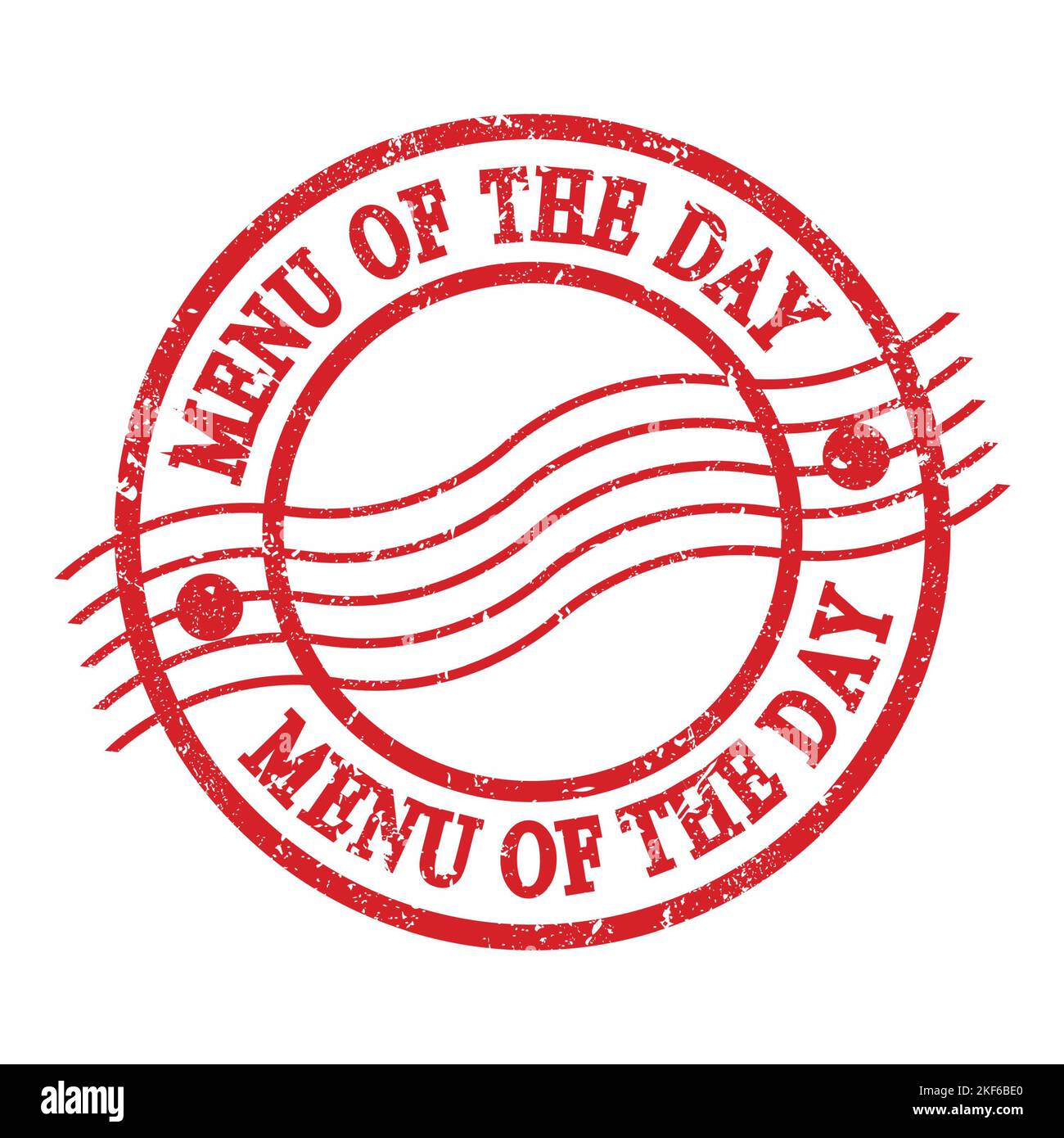 MENU OF THE DAY, text written on red grungy postal stamp Stock Photo ...
