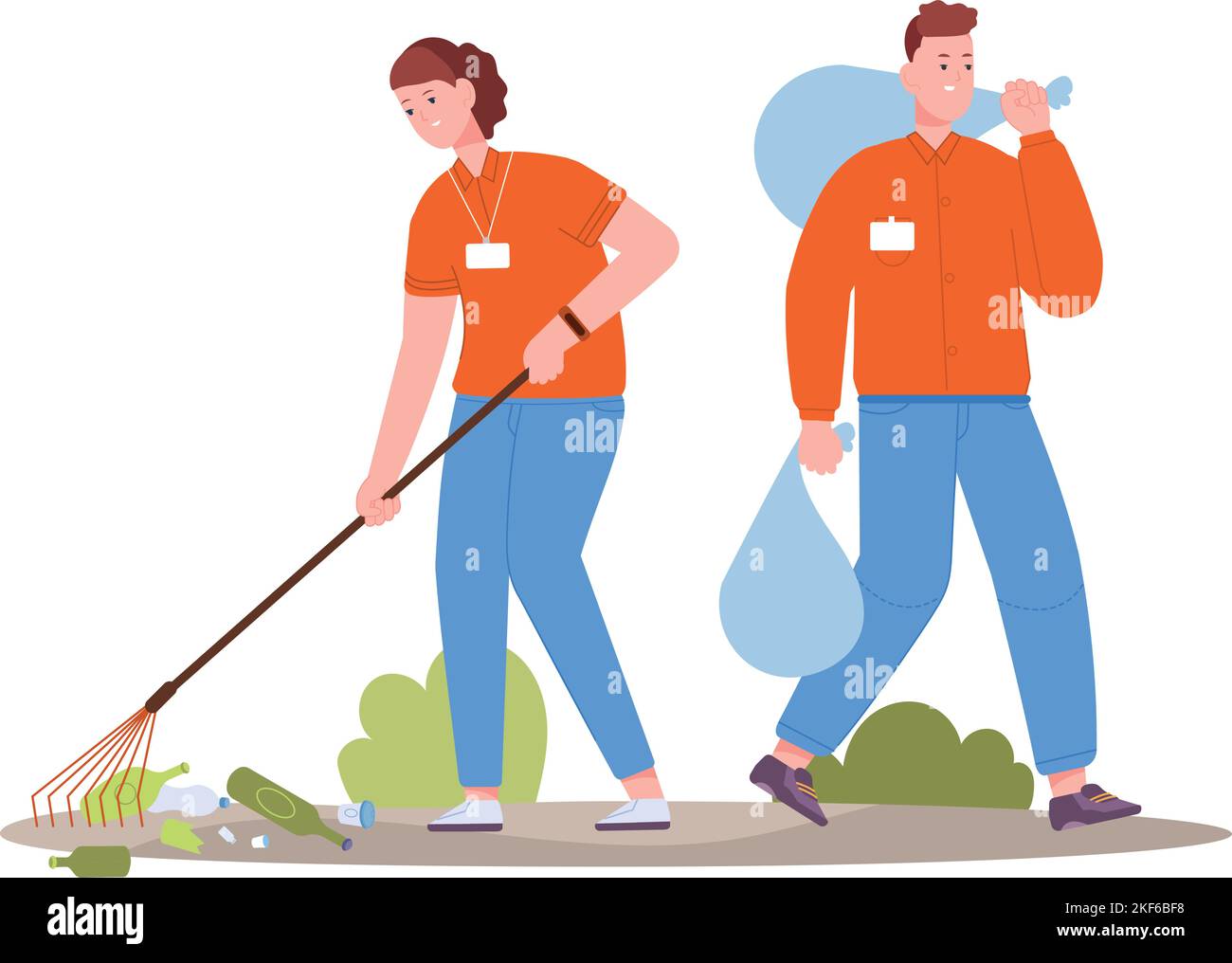 Volunteers cleaning ground from litter. Eco activist collect trash ...