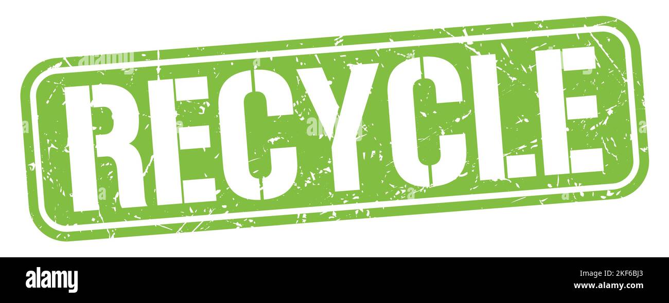 RECYCLE text written on green grungy stamp sign Stock Photo - Alamy