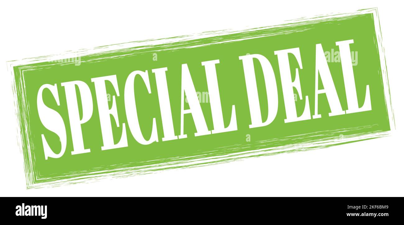 SPECIAL DEAL text written on green rectangle stamp sign Stock Photo - Alamy