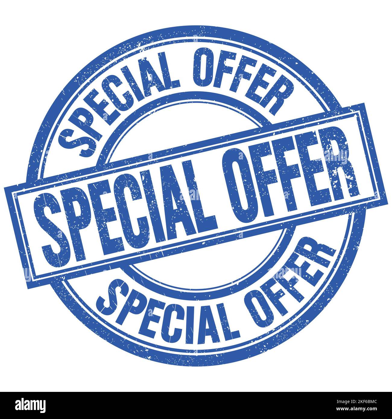 SPECIAL OFFER text written word on blue round stamp sign Stock Photo - Alamy