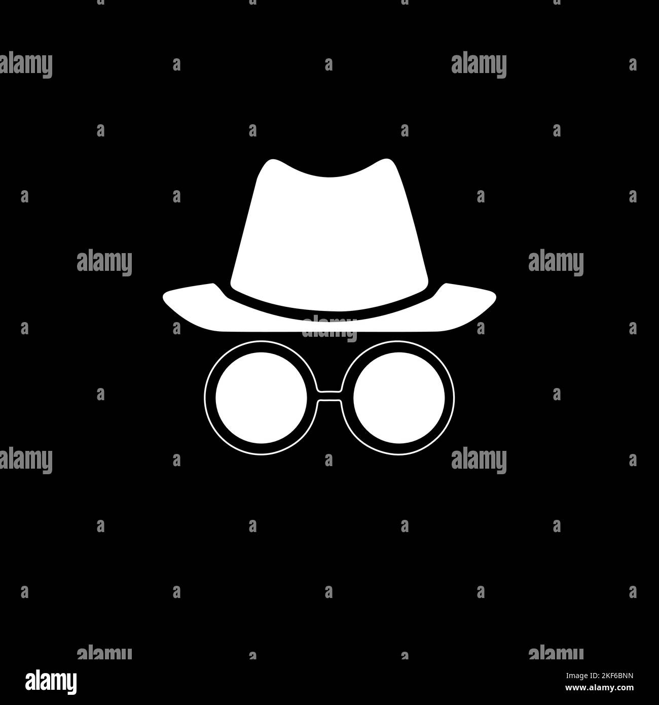 Incognito Icon Man woman face with glasses Black and White Vector ...
