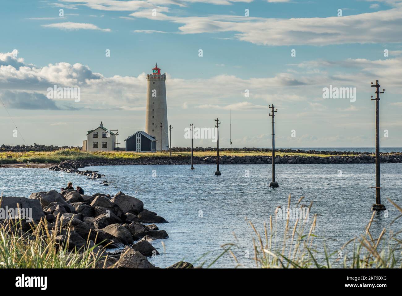 Grotta lighthouse outside Reykjavik is a popular tourist attraction in ...