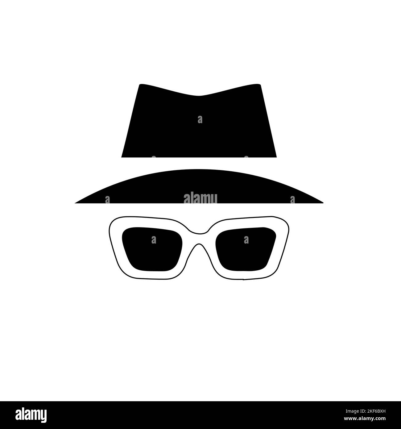 Incognito Icon Man woman face with glasses Black and White Vector ...