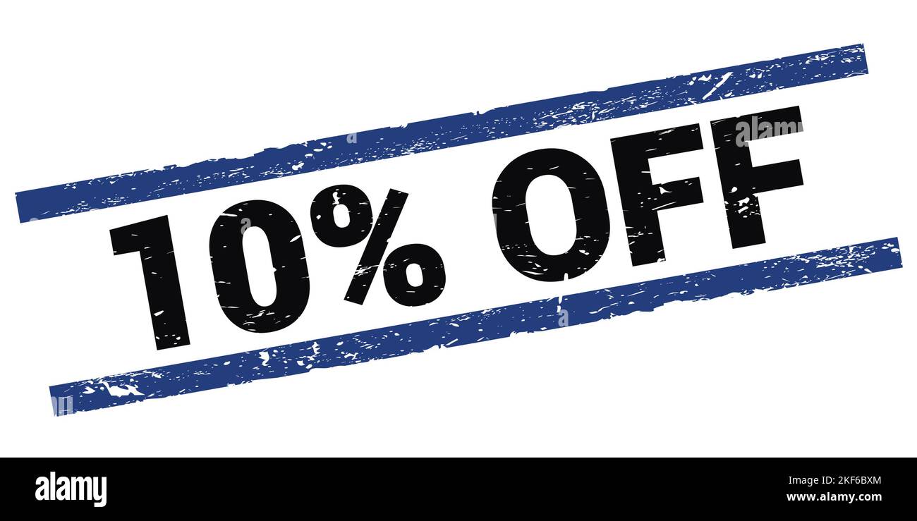 10% OFF text written on black-blue rectangle stamp sign Stock Photo - Alamy