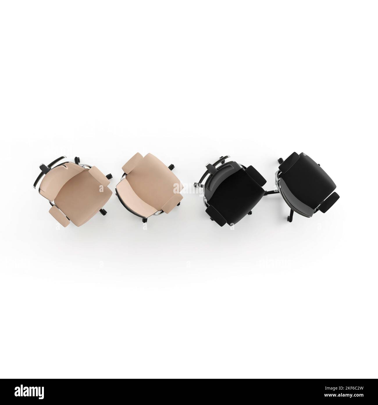 The black and cream swivel chairs isolated on a vertical white ...