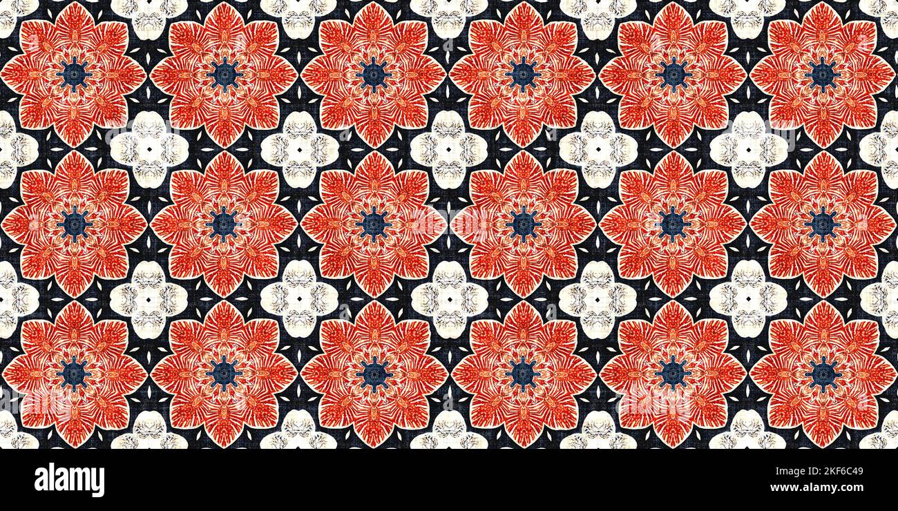 Retro blue red pattern clash geometric bandana border. Masculine ...