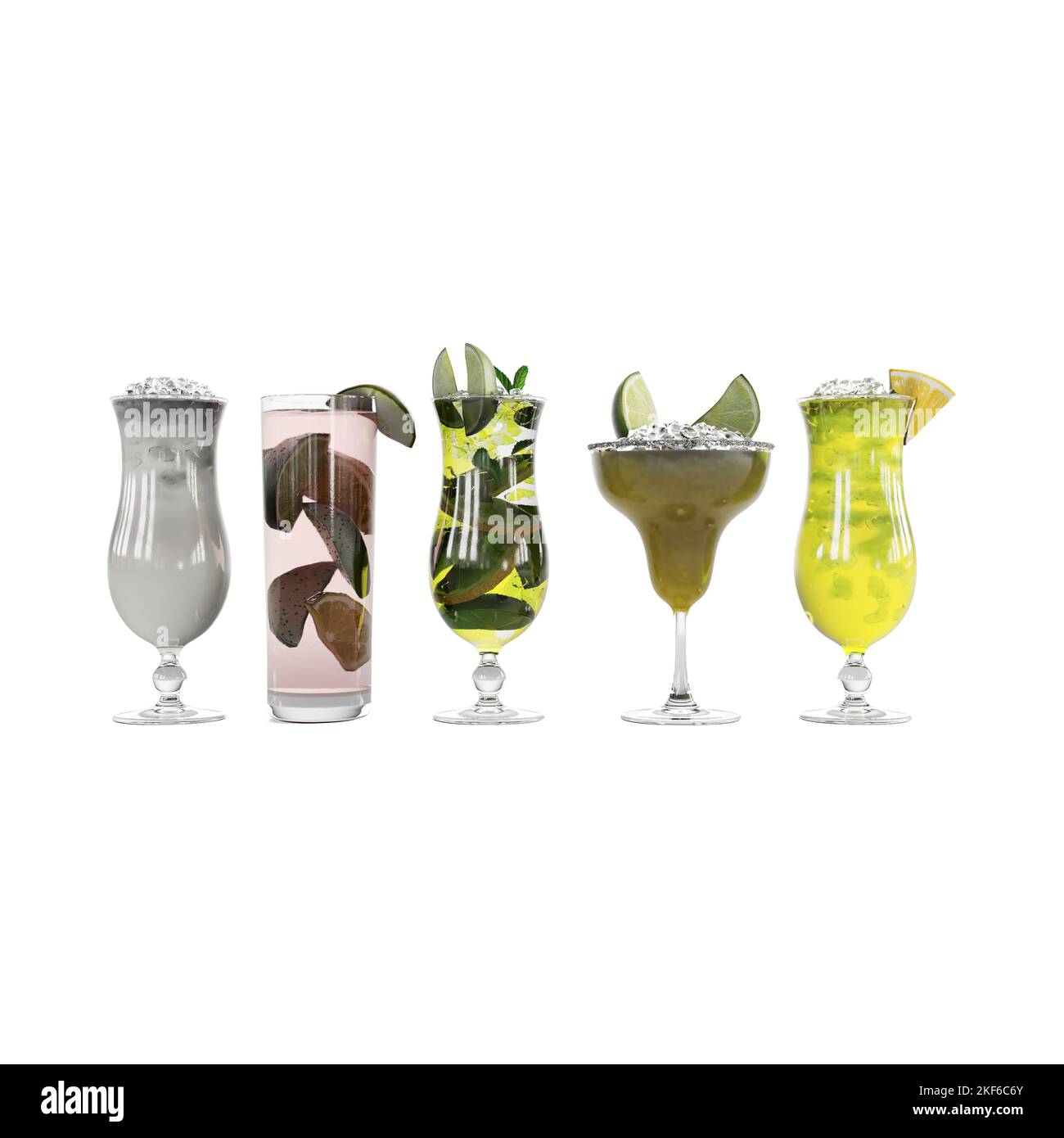 The realistic 3d cocktails isolated on a vertical white background ...