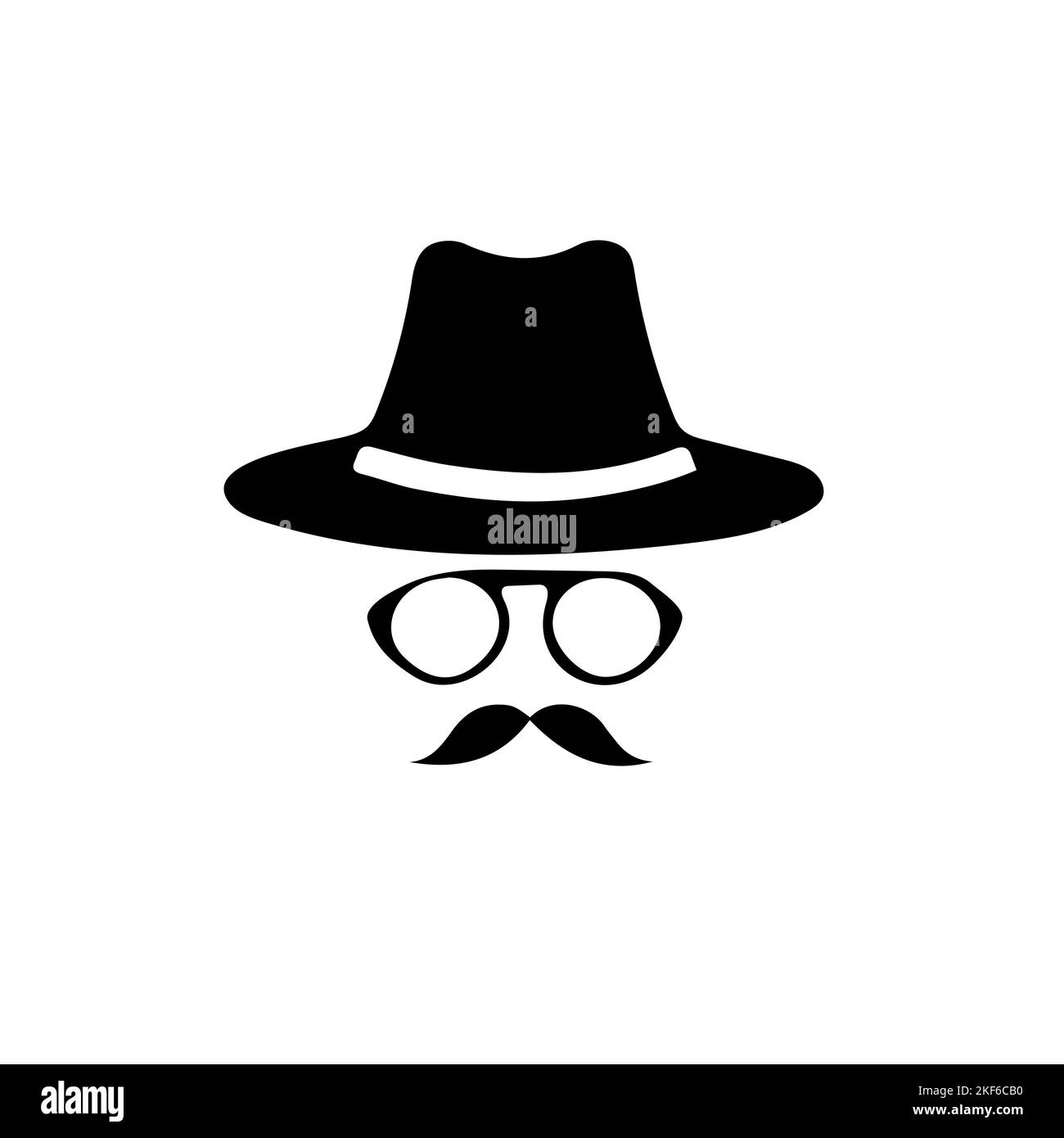 Incognito Icon Man woman face with glasses Black and White Vector ...