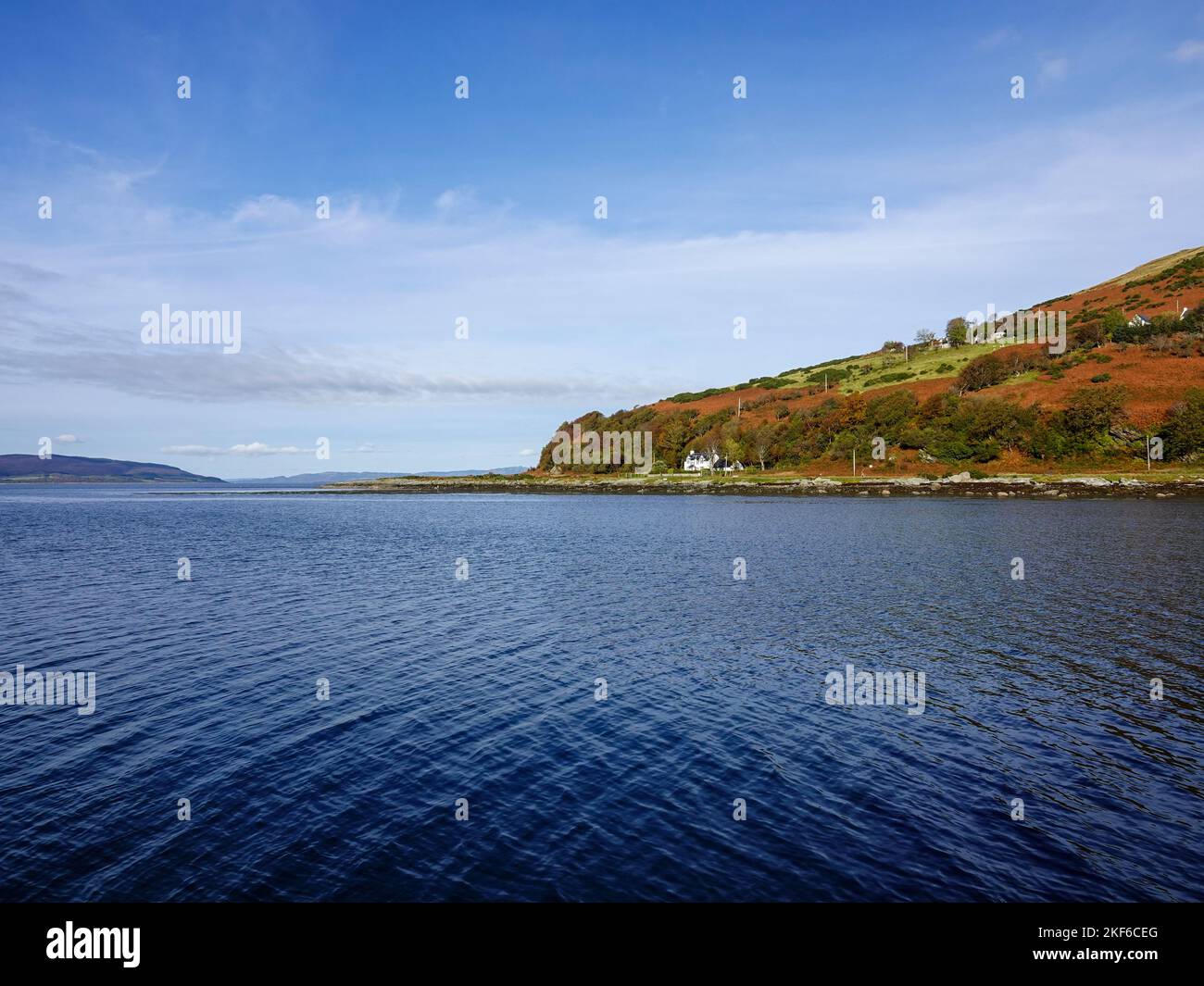 Loch Ranza, sea loch on the northern side of the Isle of Arran. Autumn ...