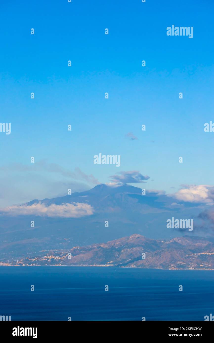 landscape illuminated by morning sun near Reggio di Calabria with ...
