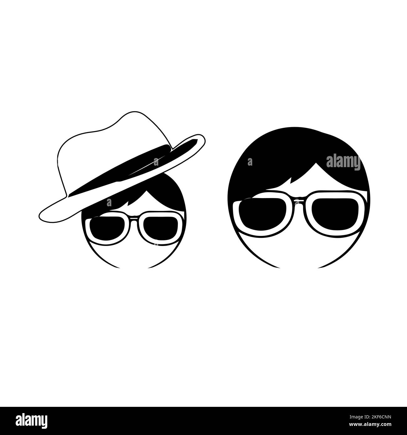 Incognito Icon Man woman face with glasses Black and White Vector ...
