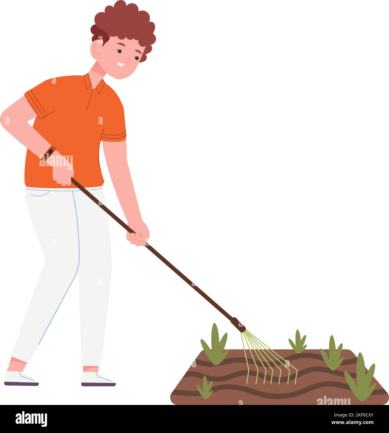 Boy planting saplings. Kid gardening. Ecology work isolated on white ...