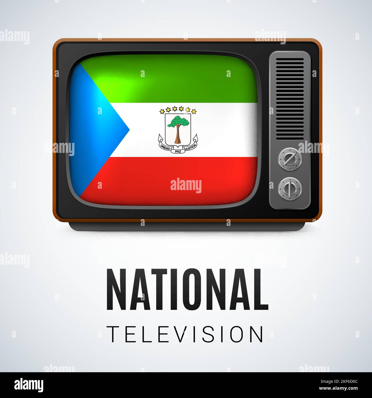 Vintage TV and Flag of Equatorial Guinea as Symbol National Television ...