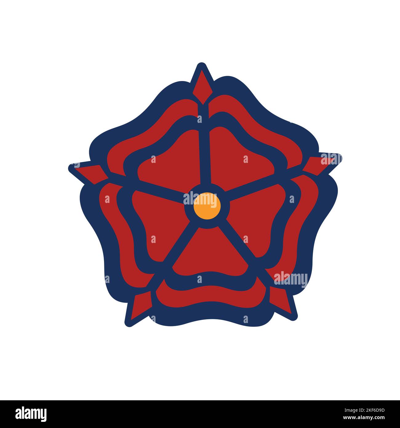 A digital illustration of a red Rose of Lancashire isolated on a white ...