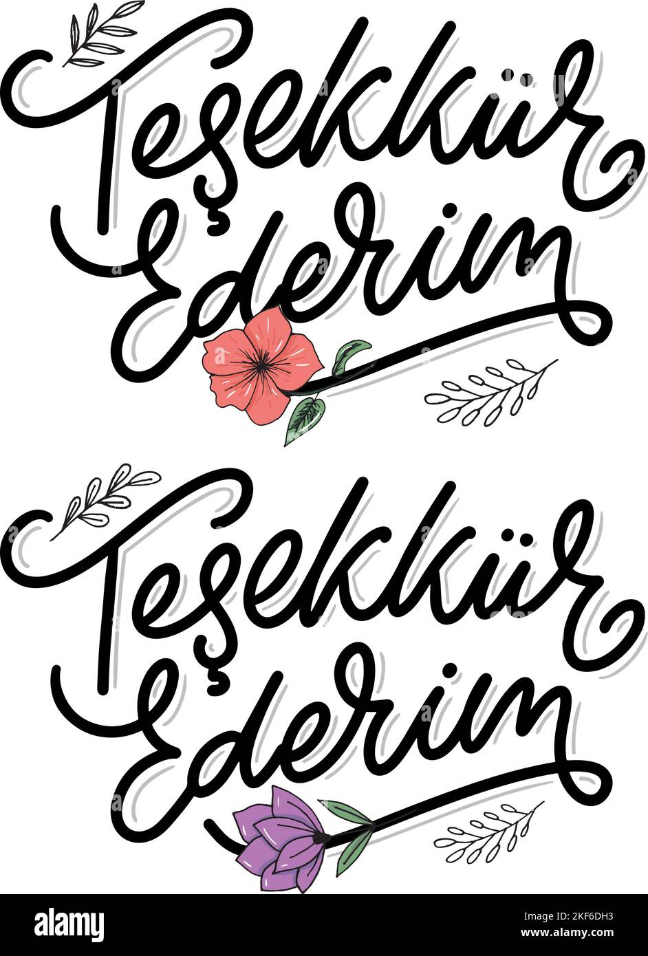 Text in the Turkish: Thank you. Lettering. Ink illustration. Modern ...