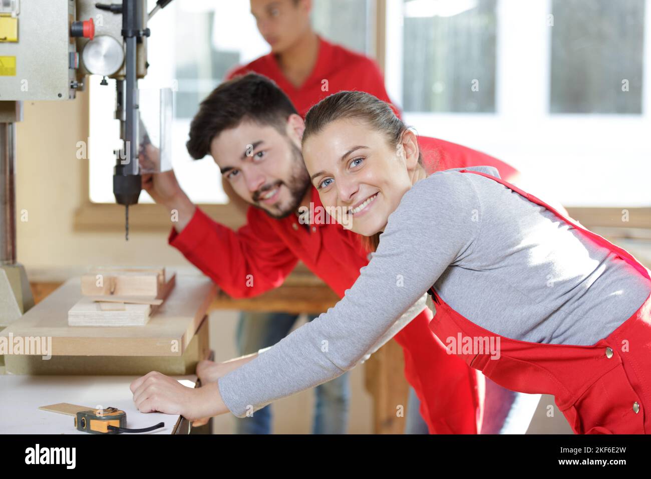 wood milling machine in action close up process Stock Photo - Alamy