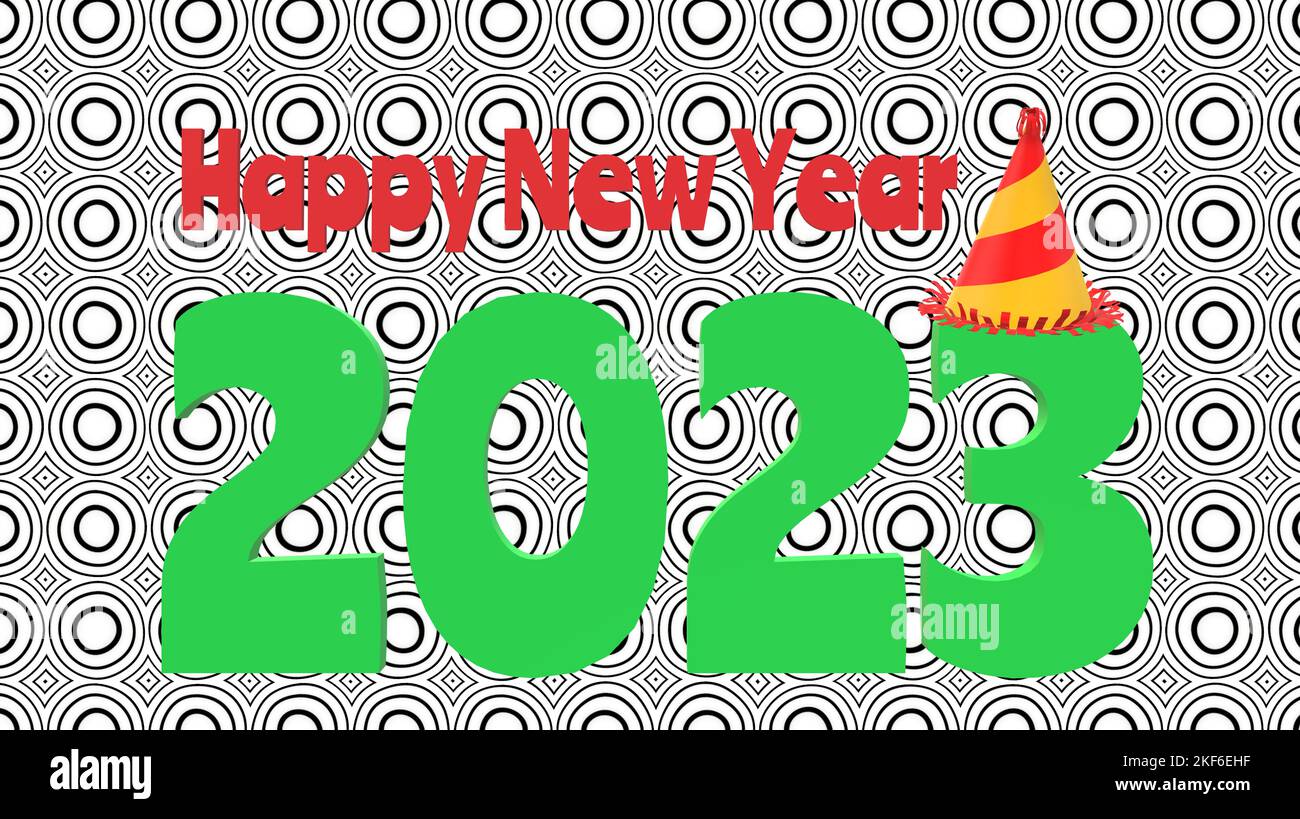 happy new year 2023 text with celebrating hat on light background with ...