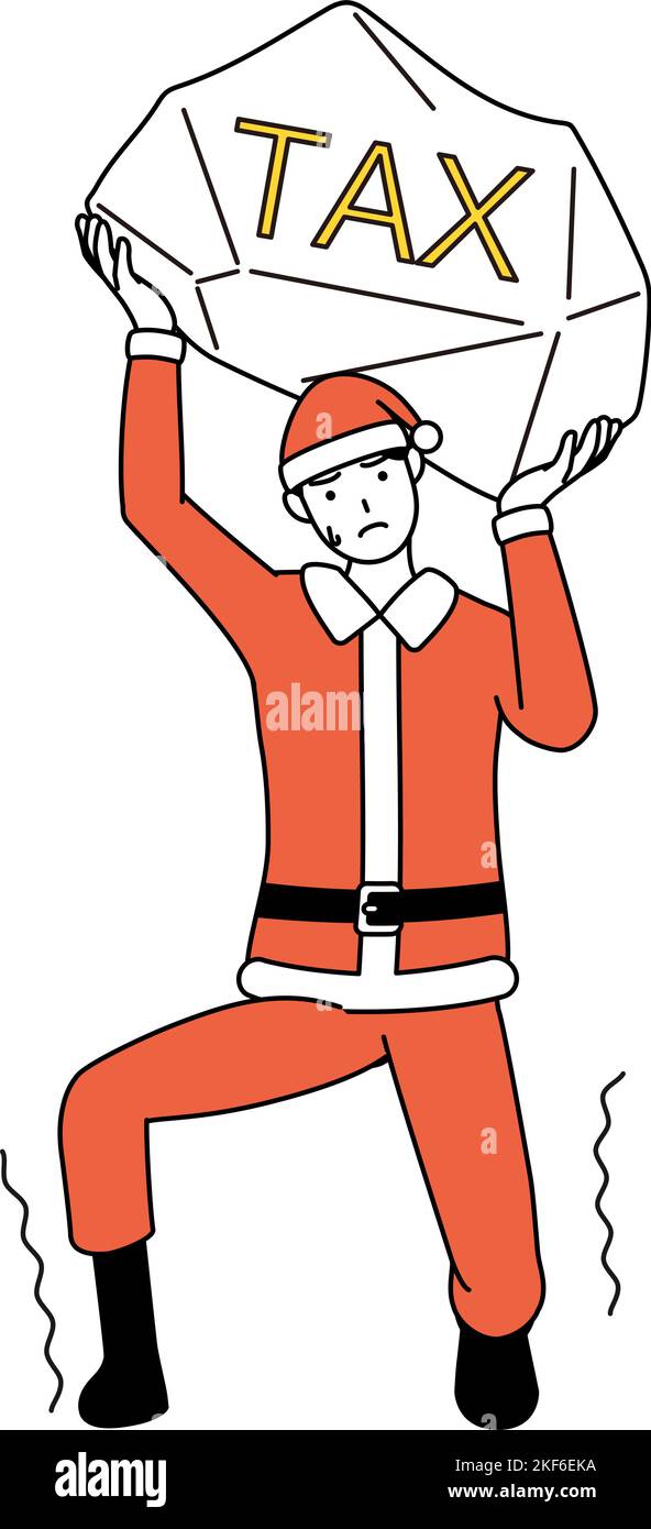 Simple line drawing illustration of a man dressed as Santa Claus ...