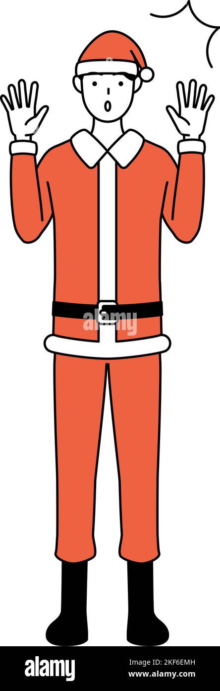 Simple line drawing illustration of a man dressed as Santa Claus ...