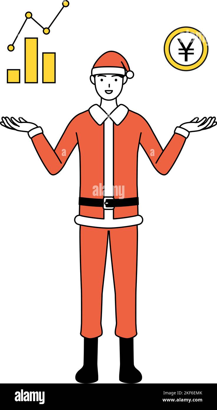 Simple line drawing illustration of a man dressed as Santa Claus ...
