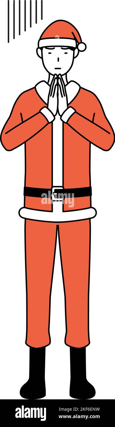Simple line drawing illustration of a man dressed as Santa Claus ...