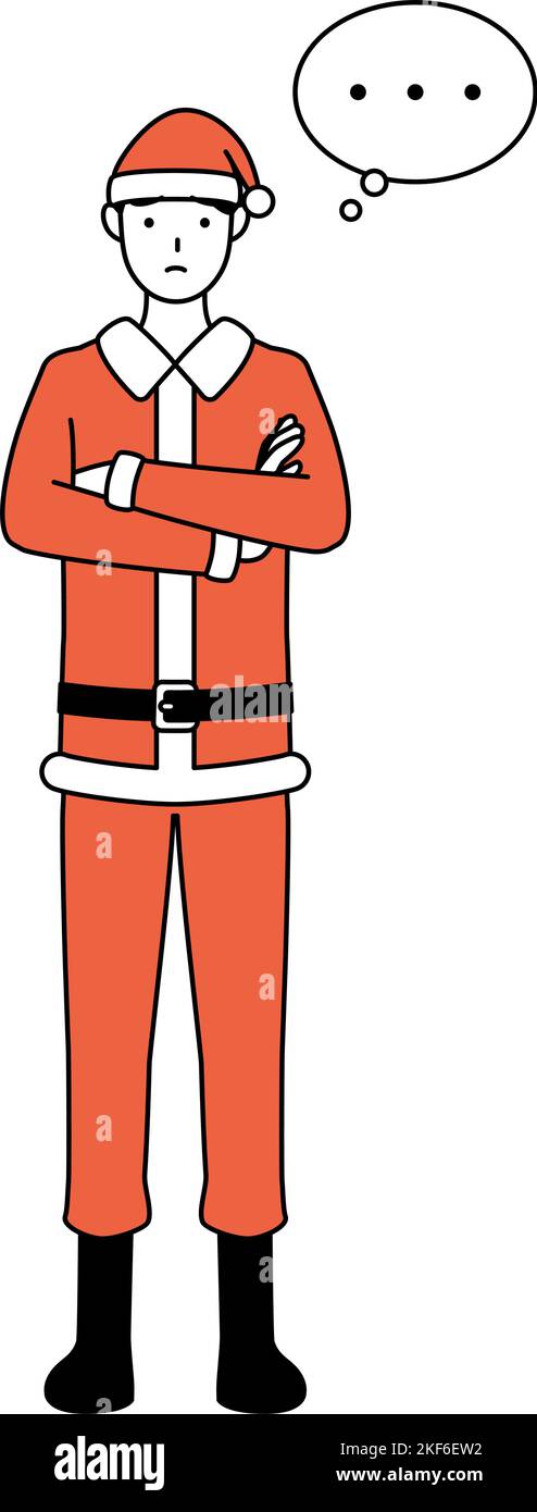 Simple line drawing illustration of a man dressed as Santa Claus,arms ...