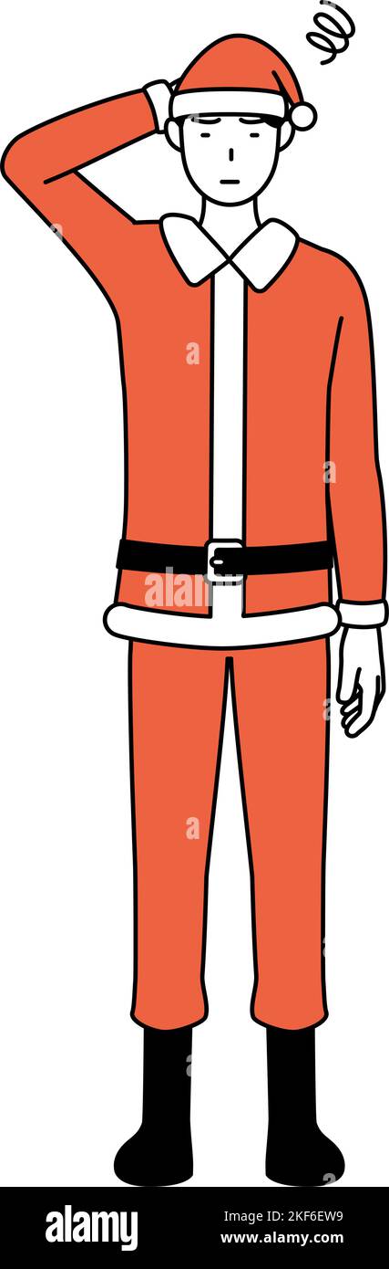 Simple line drawing illustration of a man dressed as Santa Claus ...