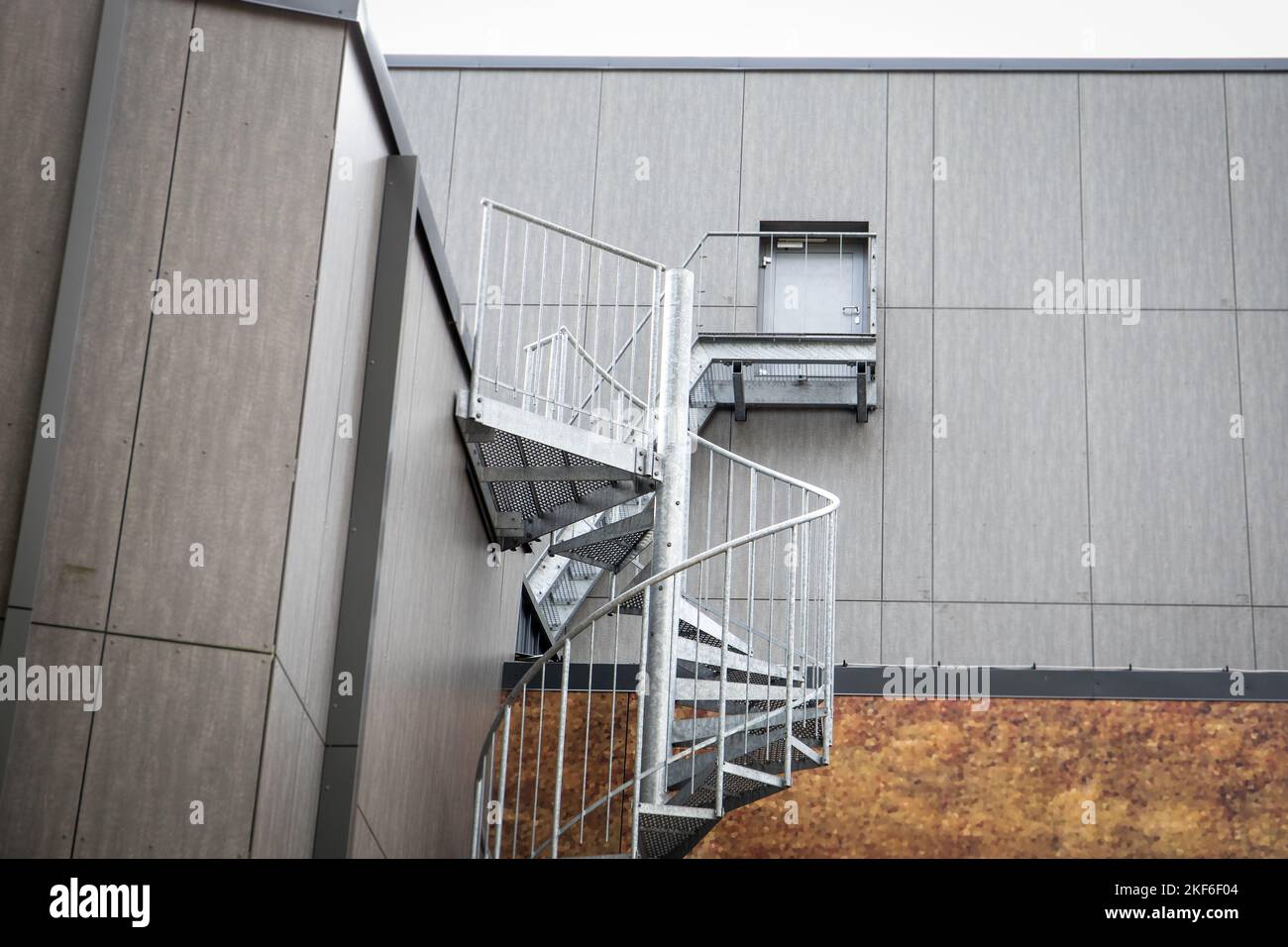 Fire escape, emergency exit and stairs. Architectural details Stock ...