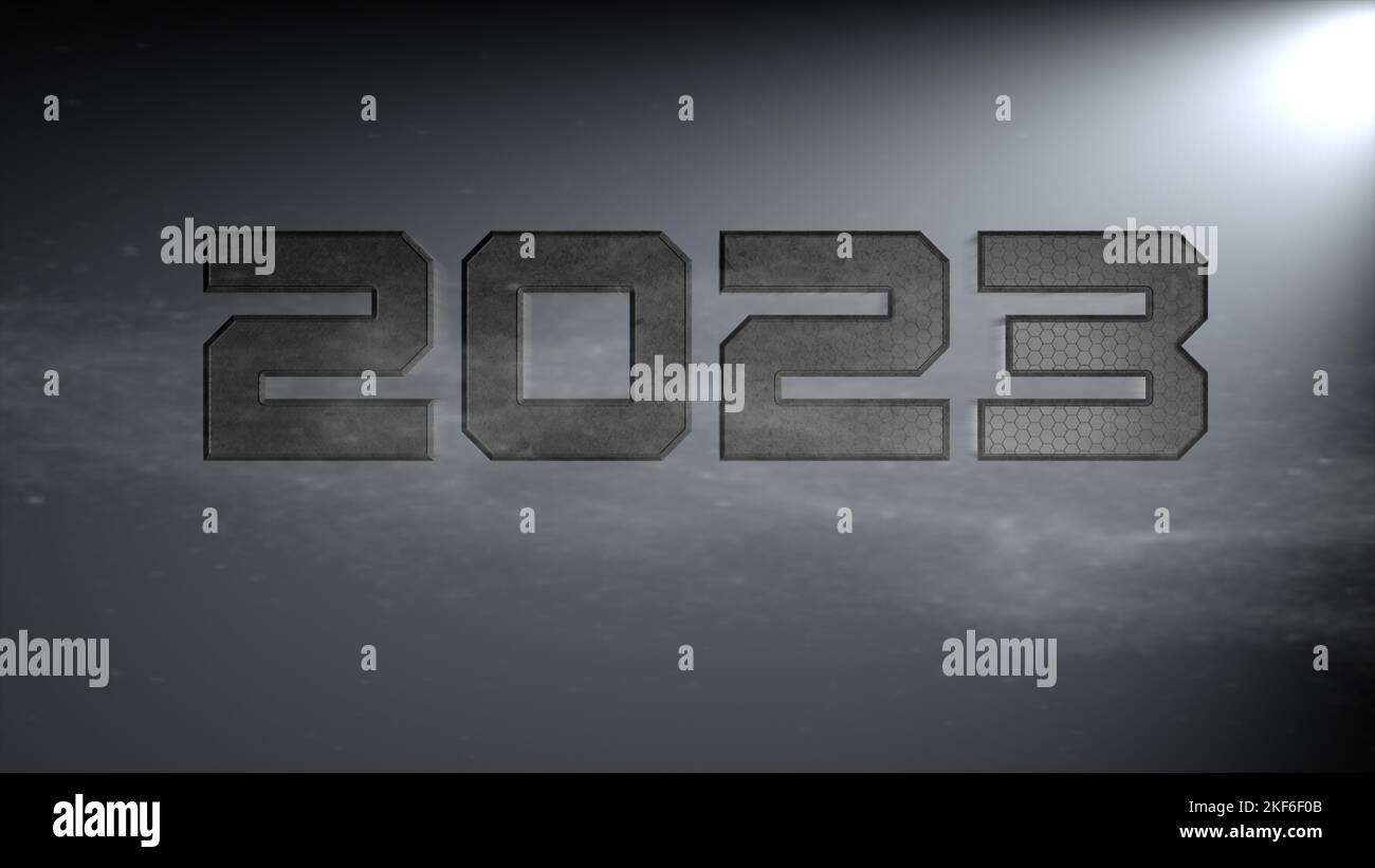 2023 number and light coming from top right on creative abstract ...