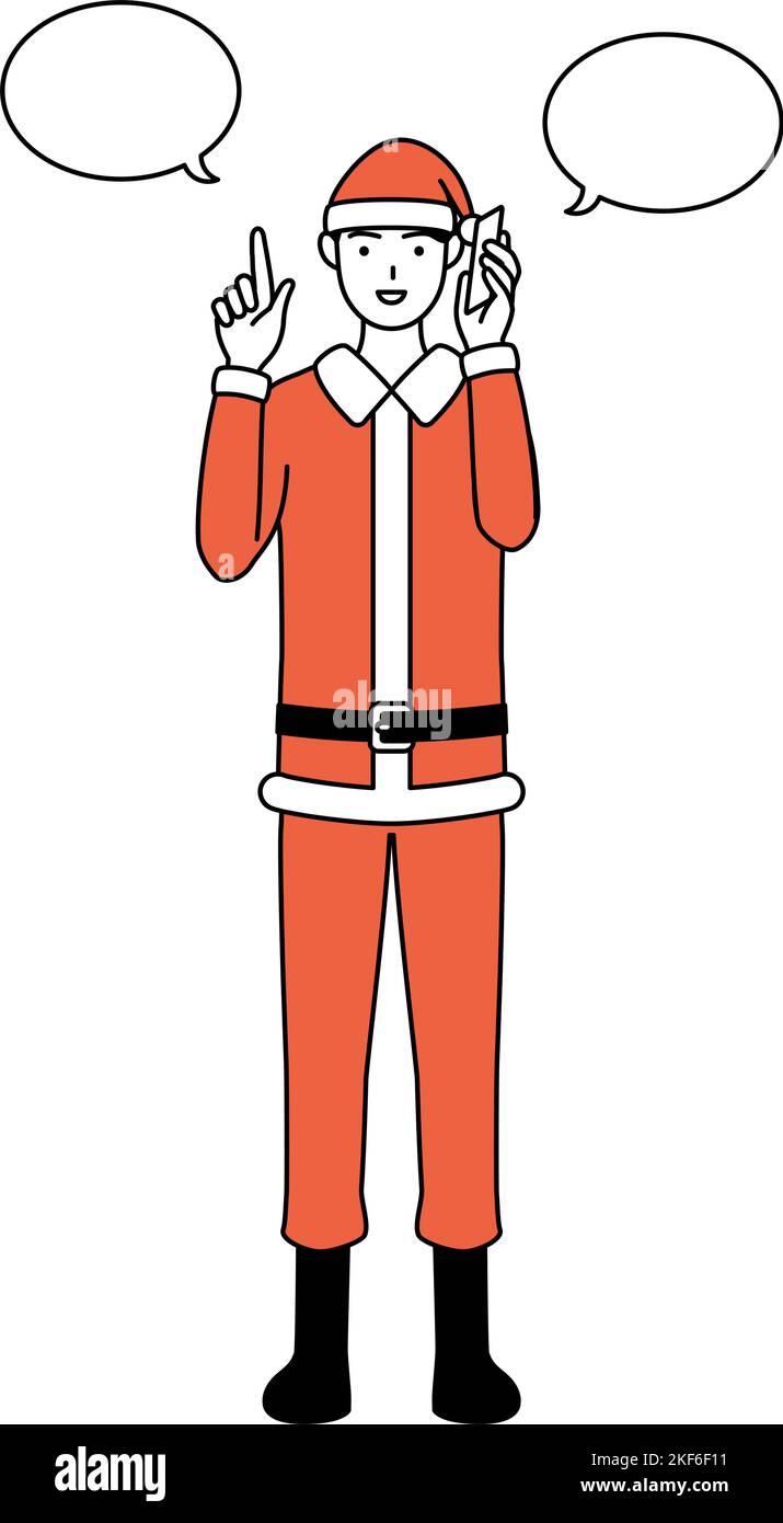 Simple line drawing illustration of a man dressed as Santa Claus ...