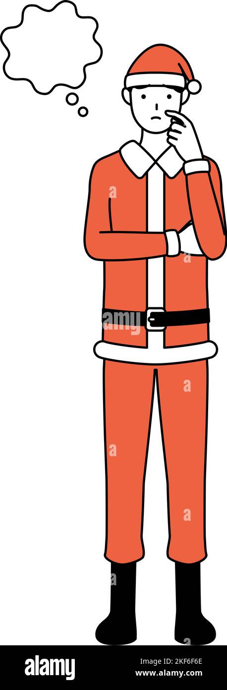 Simple line drawing illustration of a man dressed as Santa Claus ...