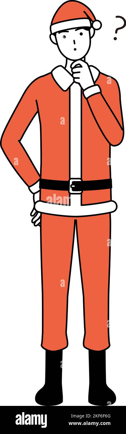 Simple line drawing illustration of a man dressed as Santa Claus with ...
