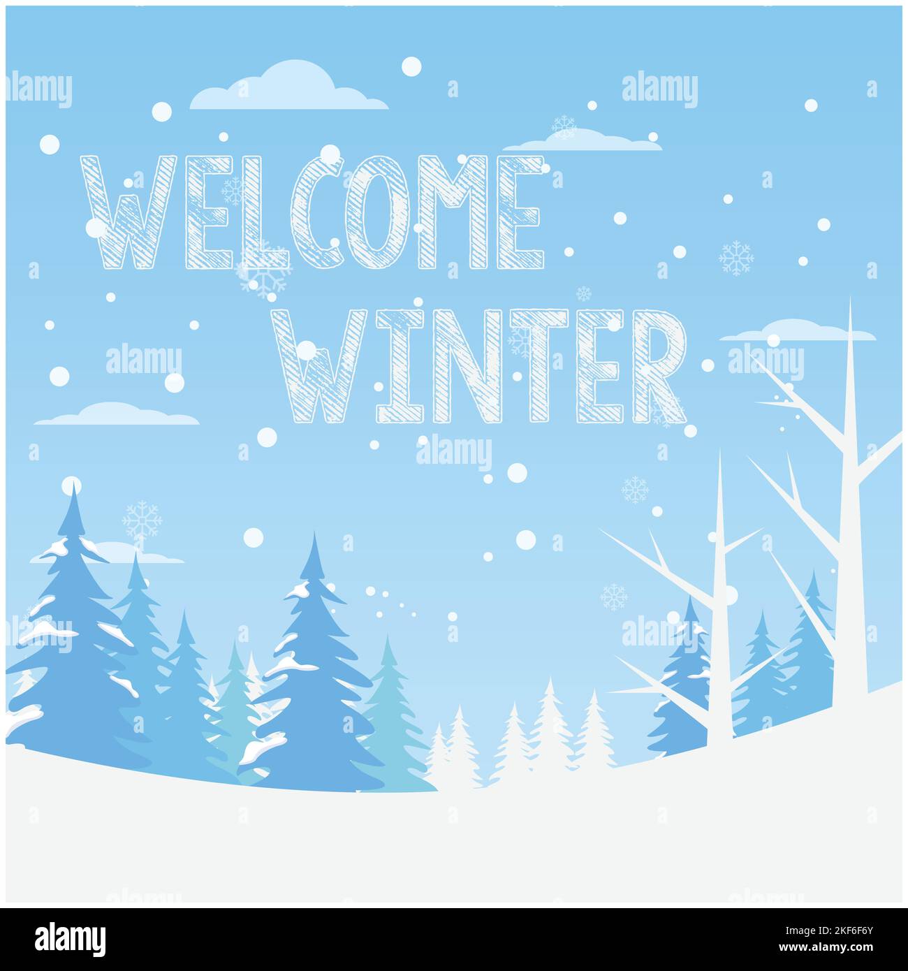 Welcome winter. Flat design welcome winter background vector image ...