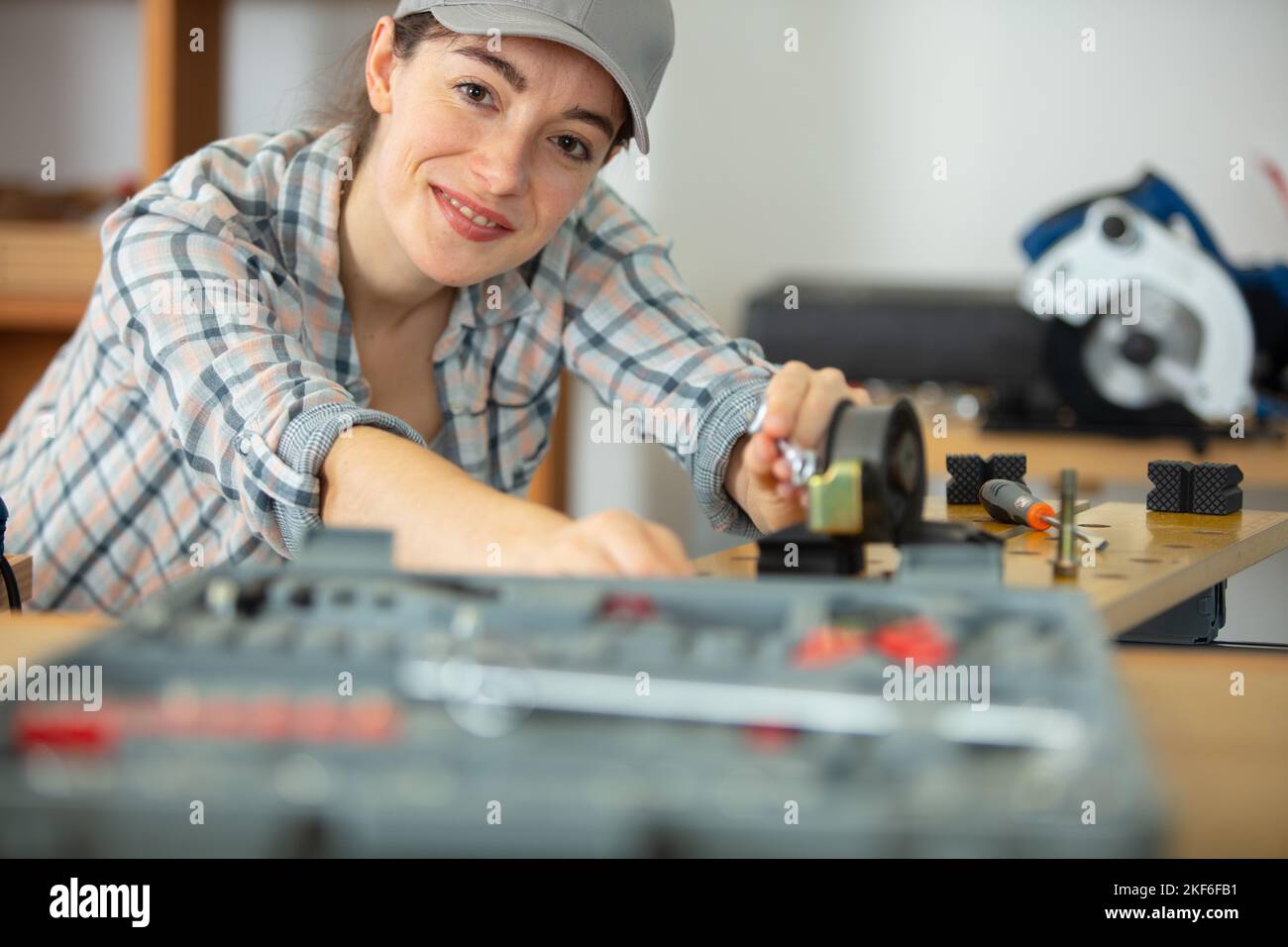 Metalworker woman in factory using hi-res stock photography and images ...