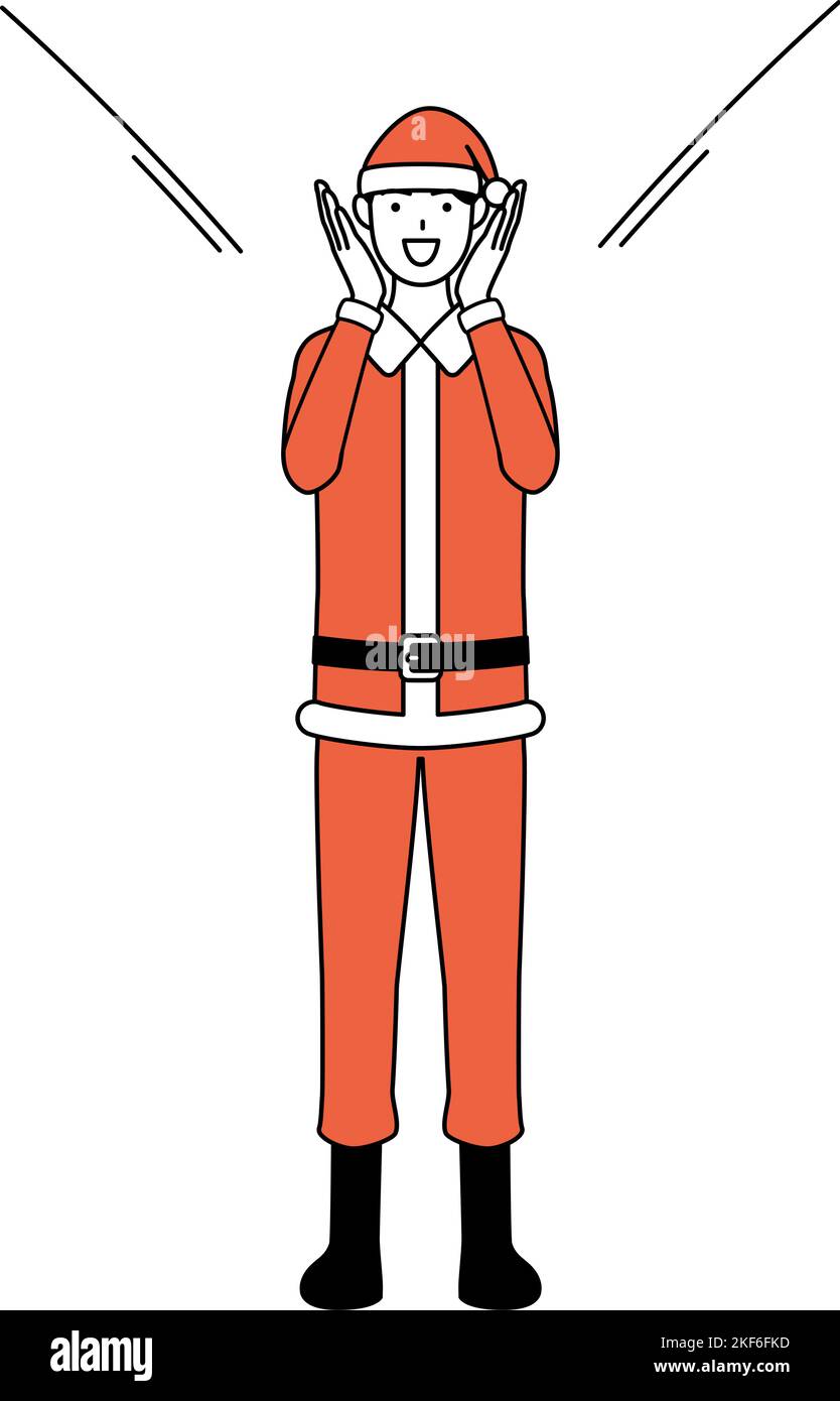 Simple line drawing illustration of a man dressed as Santa Claus ...