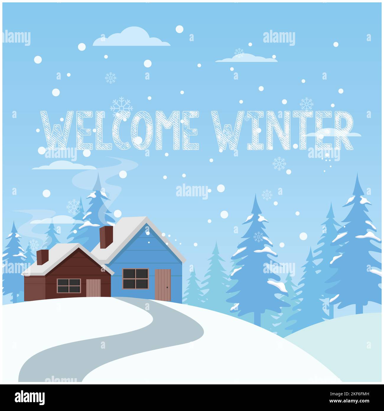 Welcome winter. Flat design welcome winter background vector image ...