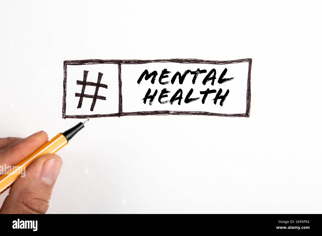 Mental health. Text and hashtag sign on white background Stock Photo ...