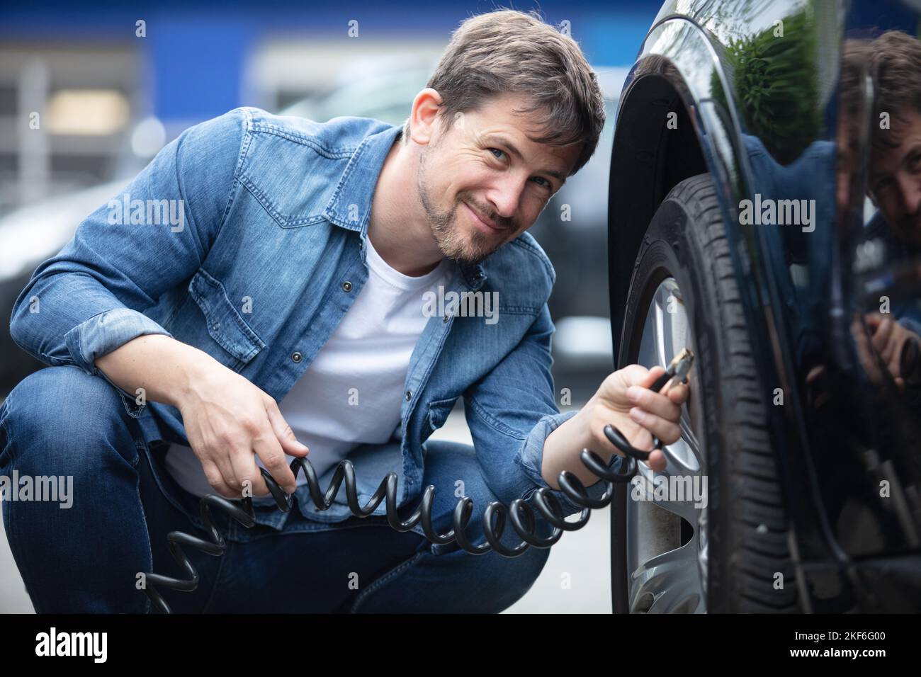 Rubber car tyres pressure hi-res stock photography and images - Alamy